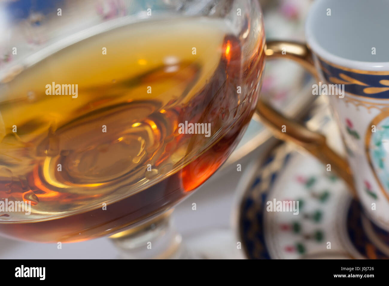 Food and Brandy Restaurant Service Stock Photo - Alamy