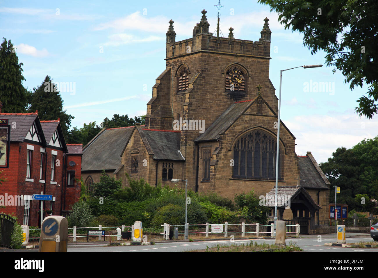 Rossett Parish Church on the Wrexham-Chester road in North Wales Stock ...