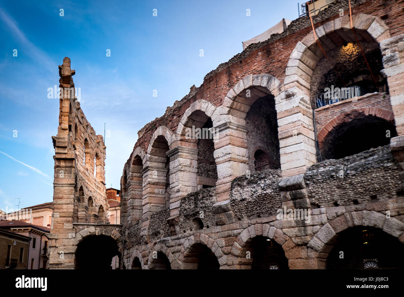 View of Arena historical building in Verona, one of the most popular ...