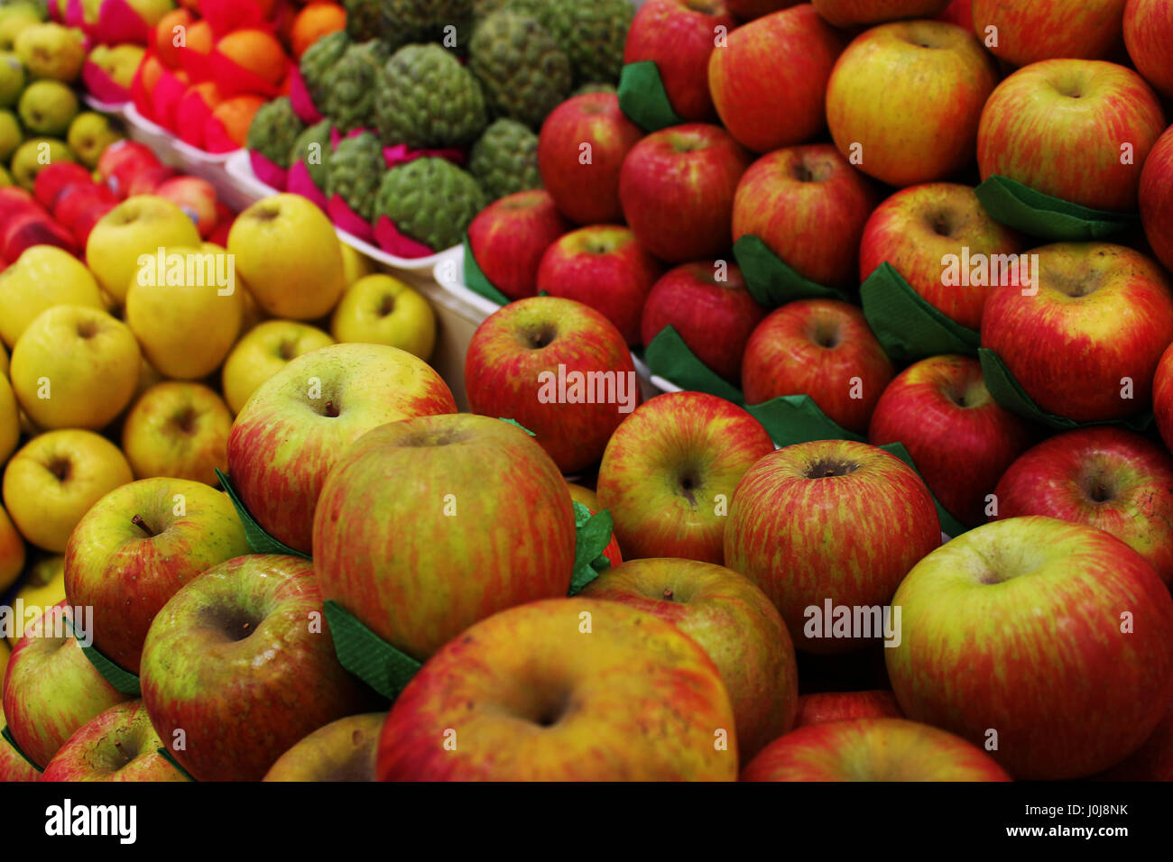 Sorted fruits colorful background Stock Photo - Alamy