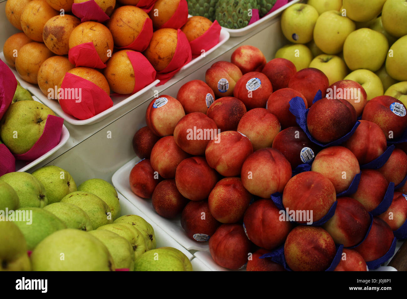 Sorted fruits colorful background Stock Photo - Alamy
