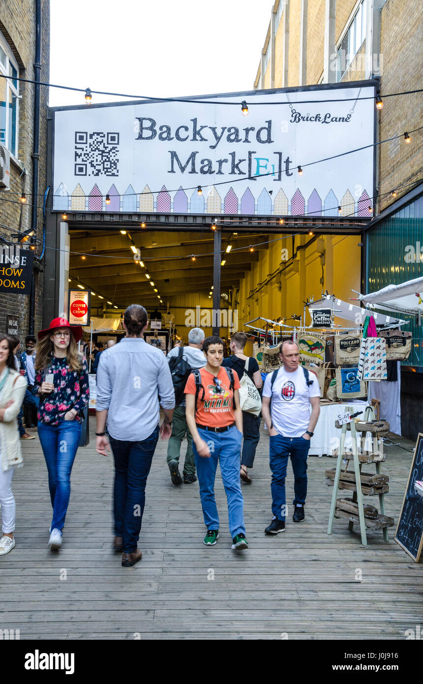 Entrance to The Backyard Market off Brick Lane in Eat London Stock ...