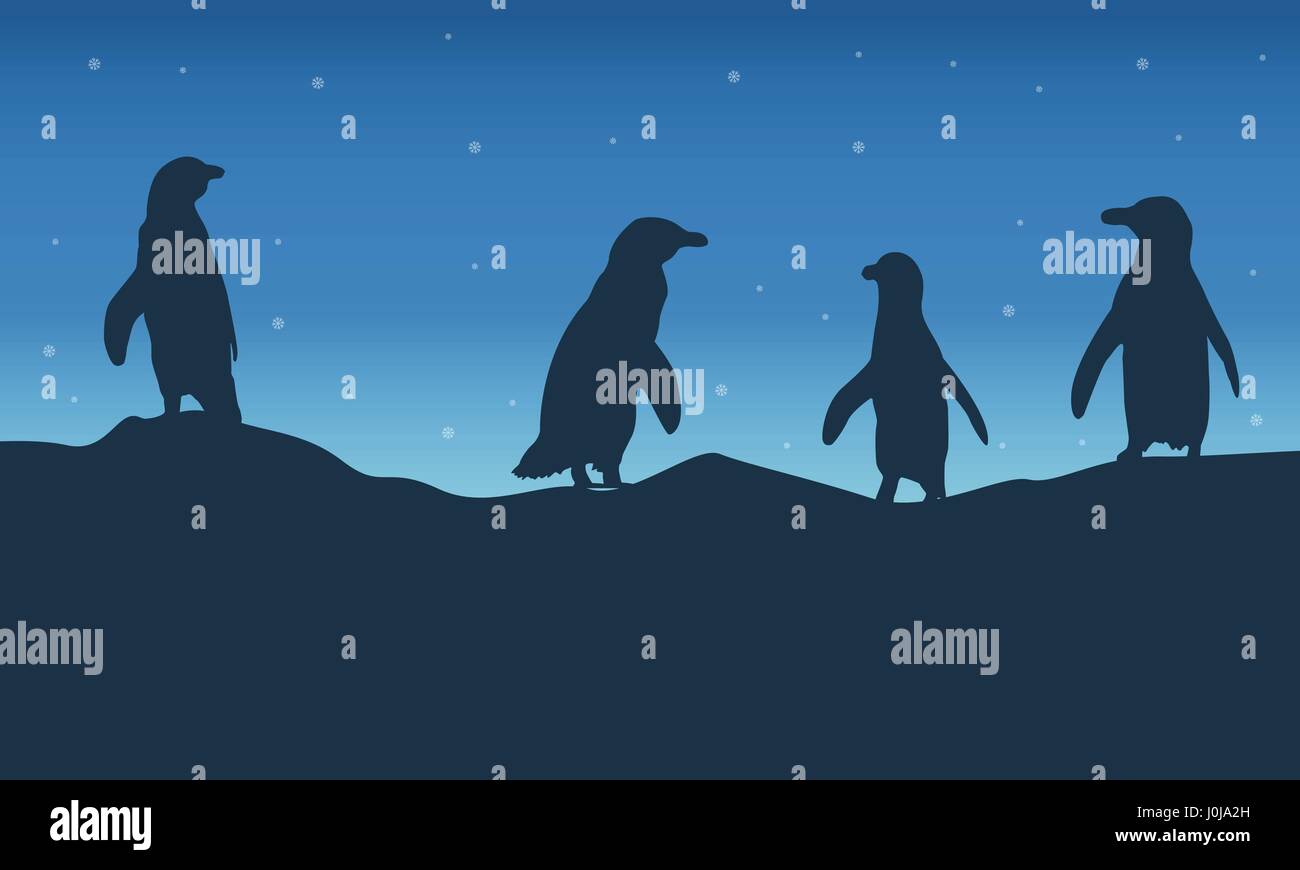 Penguin lines on hill at night landscape Stock Vector Image & Art - Alamy
