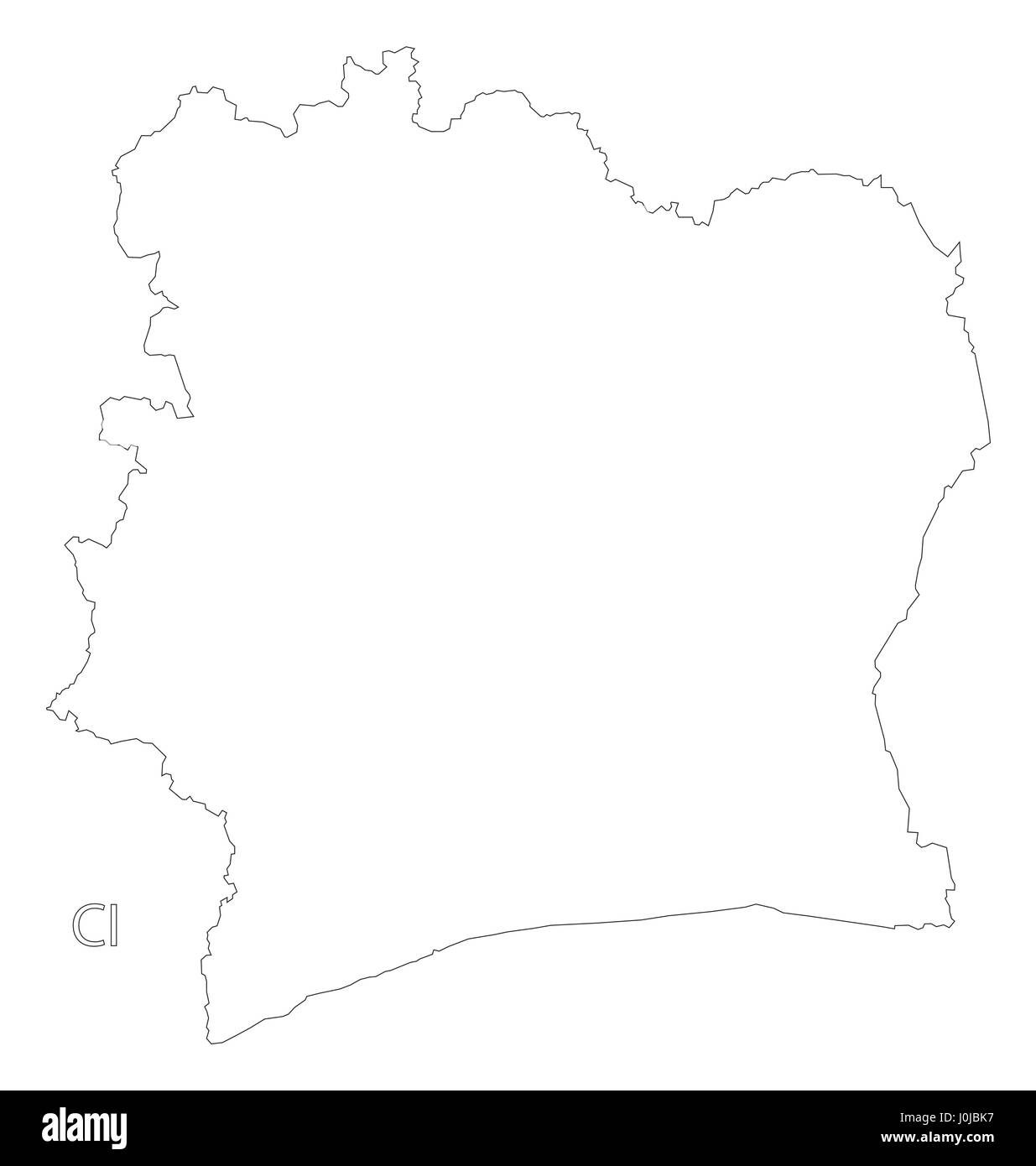 Ivory Coast Outline Silhouette Map Illustration Stock Vector Image
