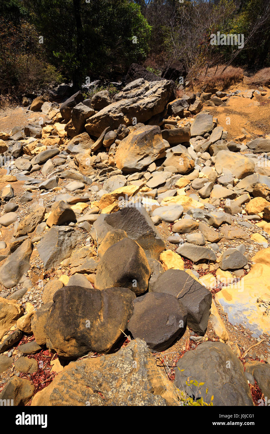 stone river bed during the dry season, Ankarana reserve, Madagascar ...