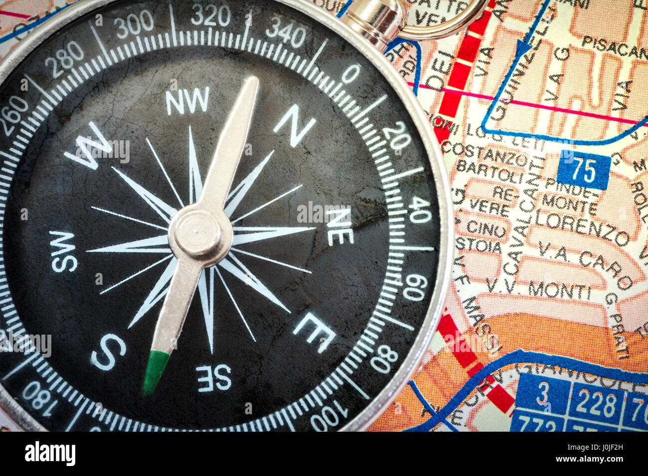 compass on map Stock Photo - Alamy