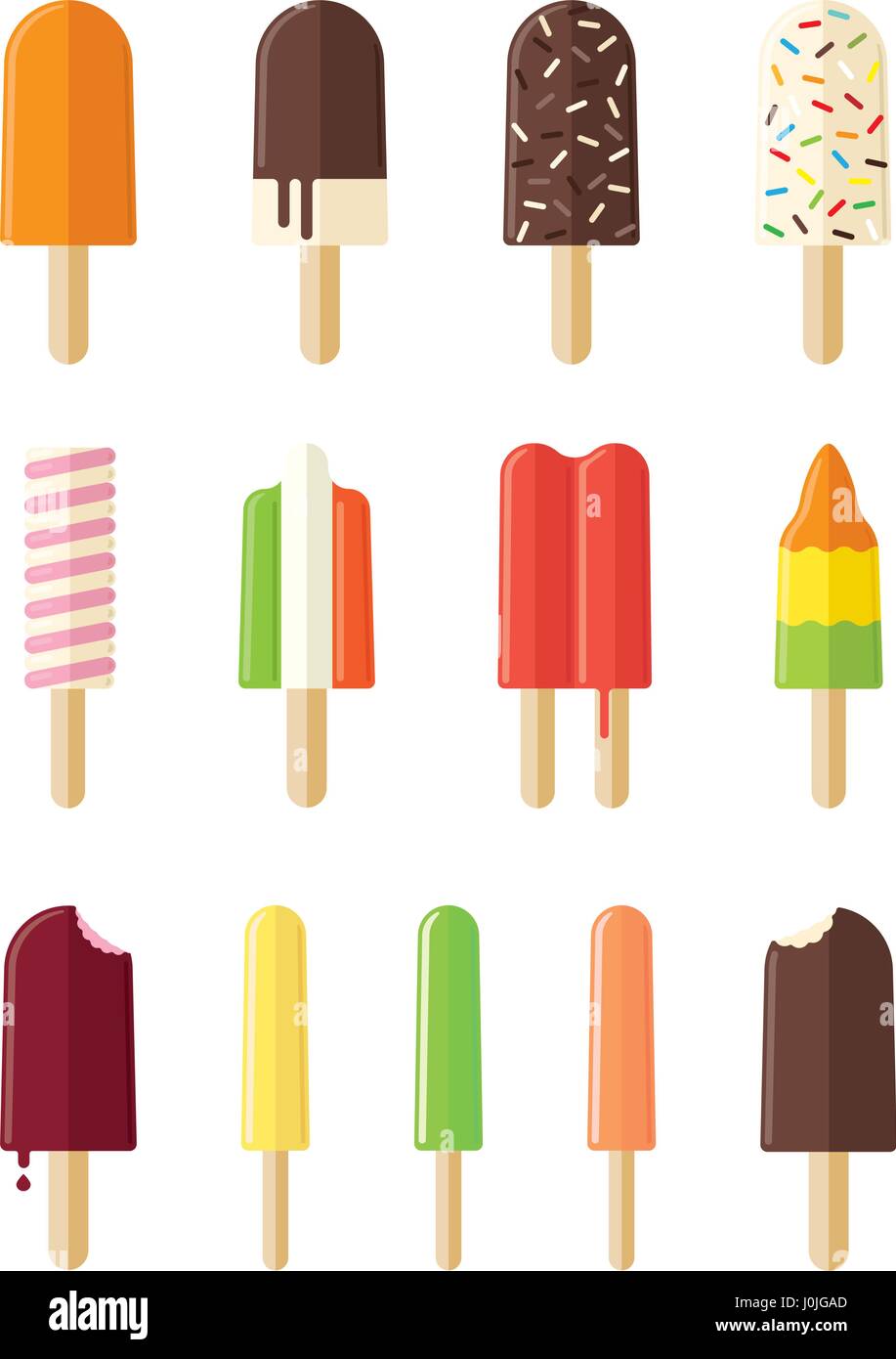 Flat design popsicles and ice lollies vector illustration set Stock ...