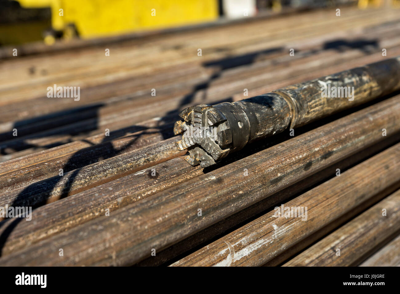 Rust stell pipe for drilling in geology and mining Stock Photo - Alamy