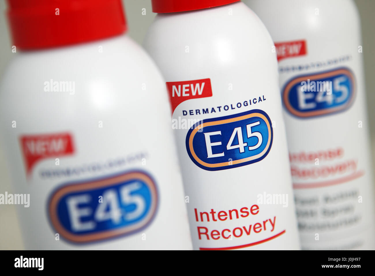 E45 bottles of Intense recovery cream Stock Photo - Alamy