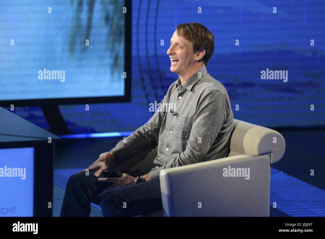 Tony Hawk, a guest on Italian talk show 'Che tempo che fa,' broadcast ...