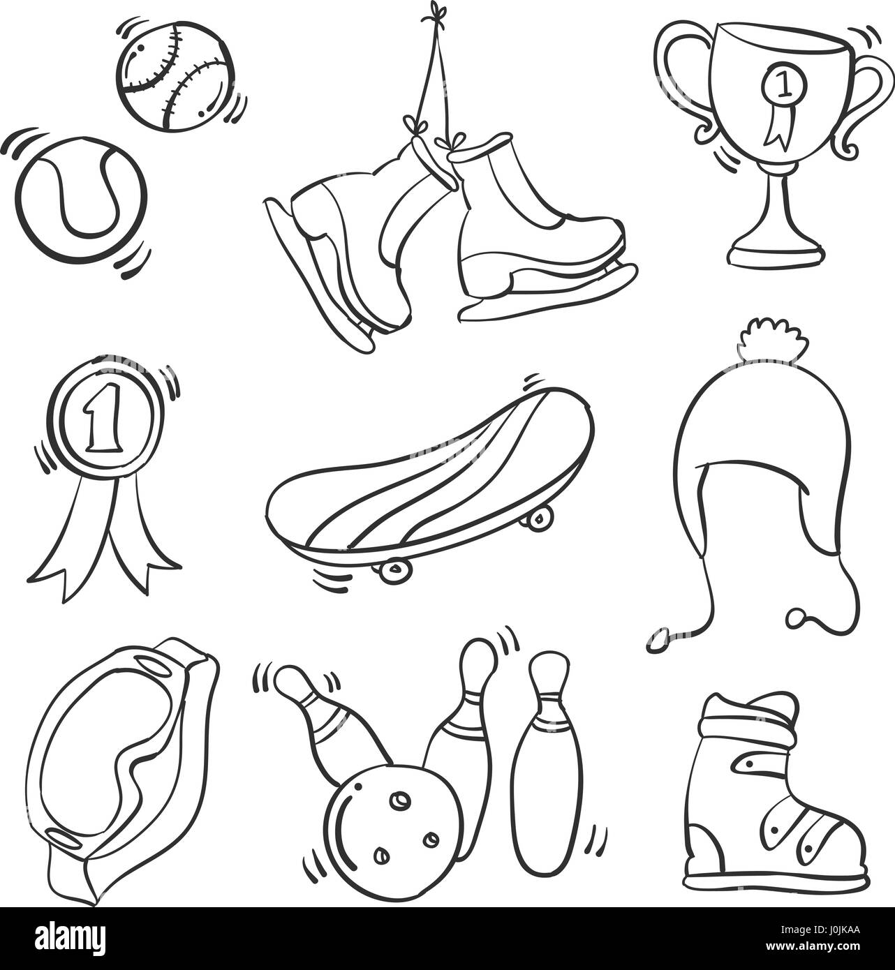 Doodle of sport equipment hand draw vector illustration Stock Vector ...