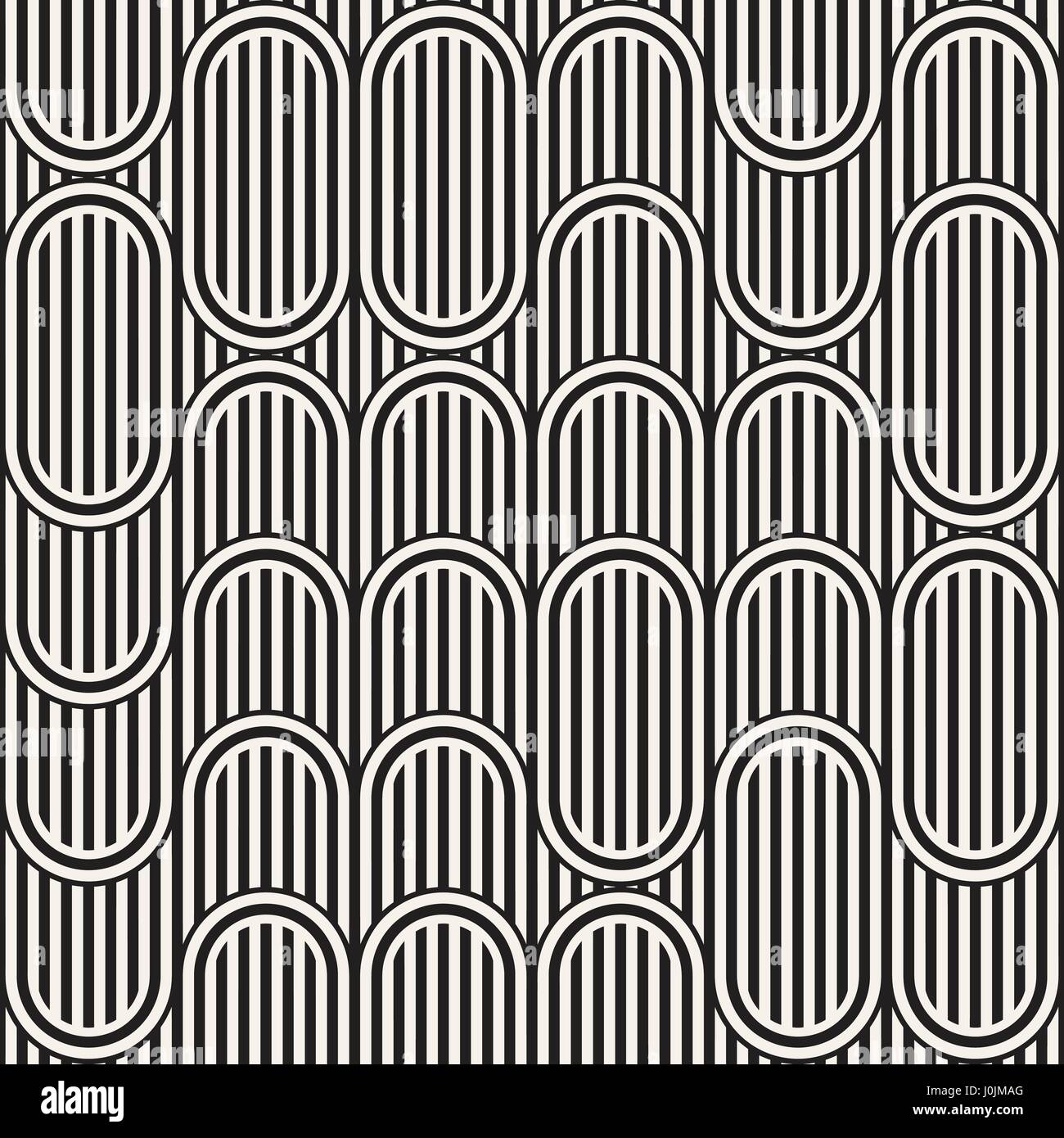 Seamless monochrome waving pattern. Abstract retro stripy background ...