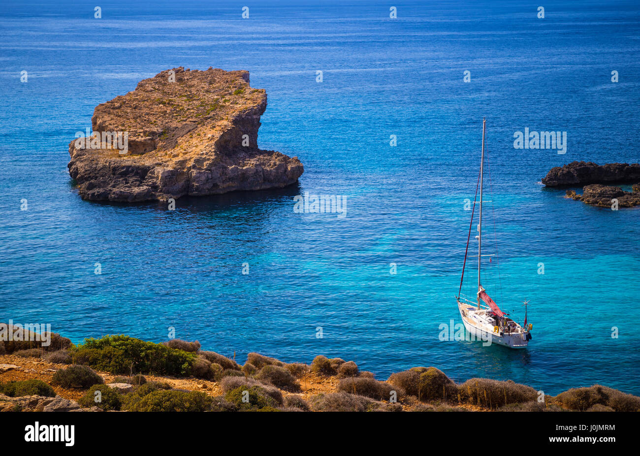Blue Lagoon, Malta - Sailing boat at the famous Blue Lagoon at the ...