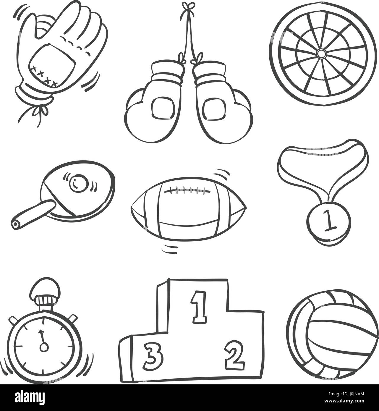 Hand draw sport equipment doodles vector art Stock Vector Image & Art ...