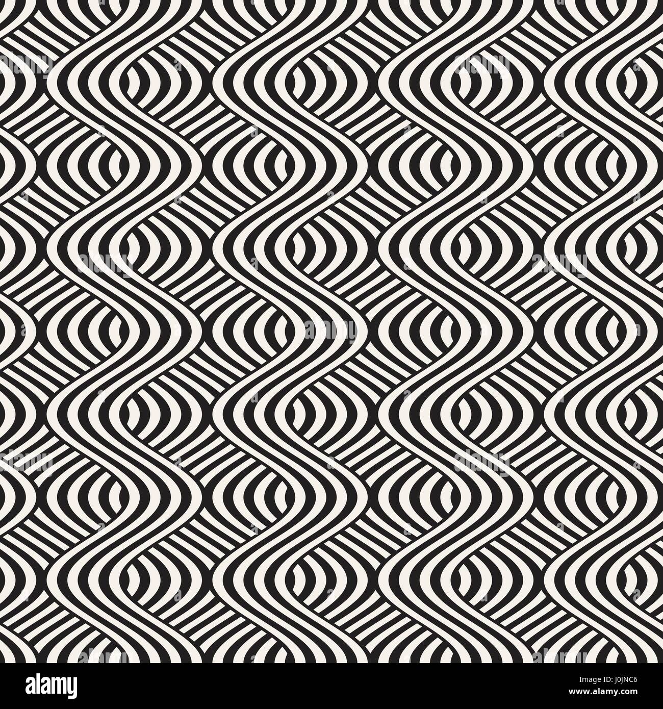 Abstract geometric pattern with wavy lines. Interlacing rounded stripes ...
