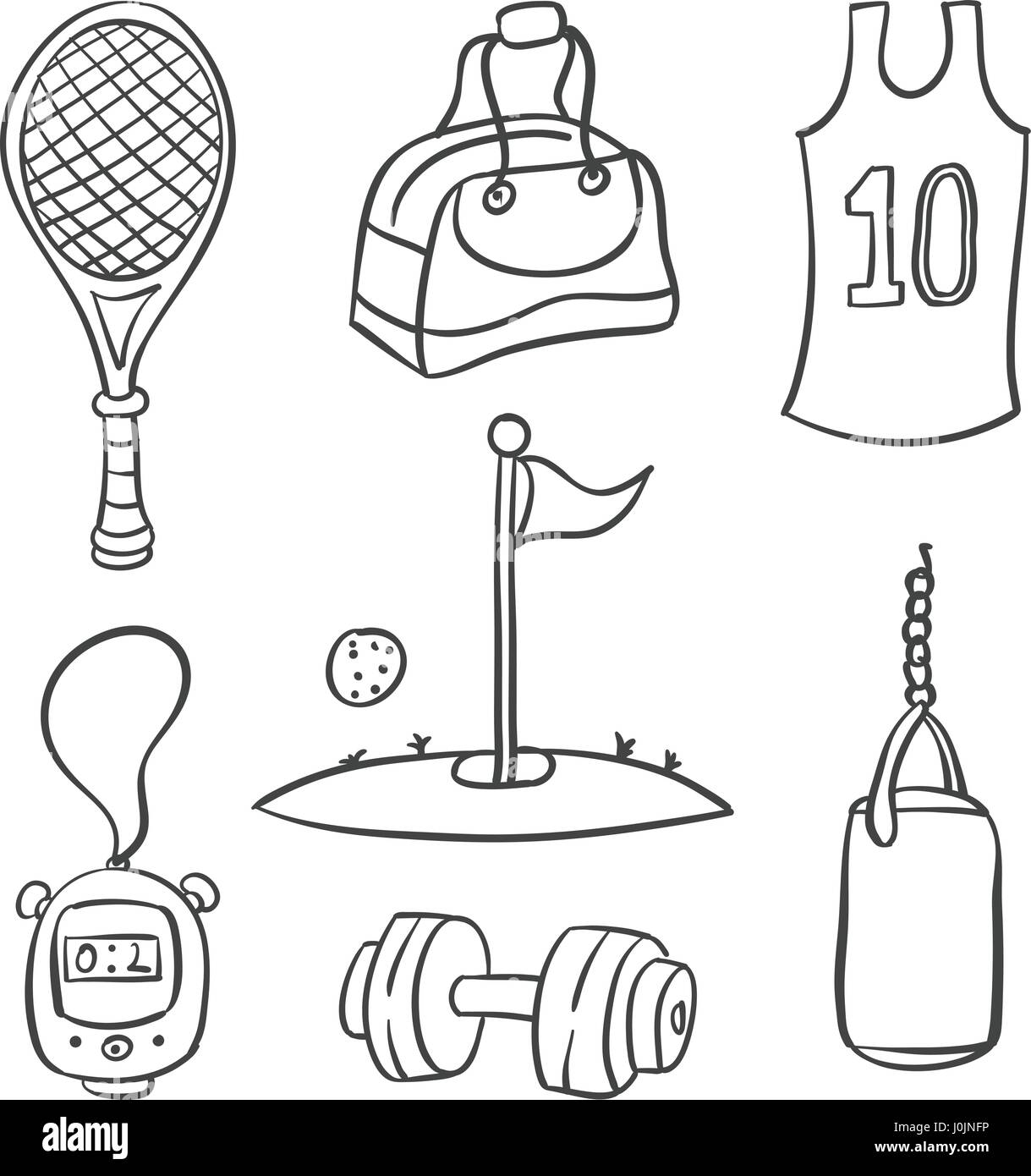 Doodle of sport equipment style hand draw vector illustration Stock ...