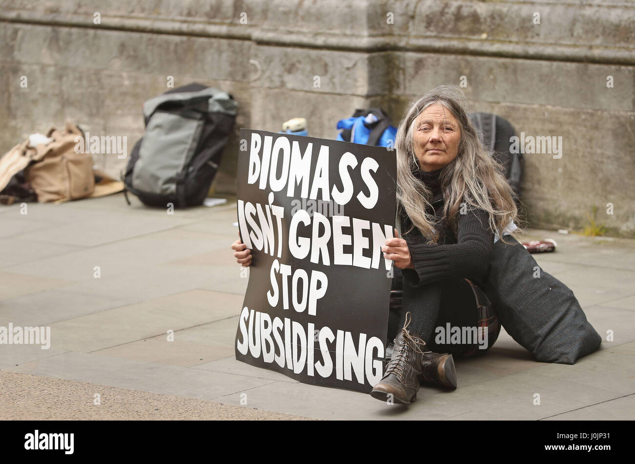 Anti-coal and biomass campaigners protest outside Drax Plc's annual ...