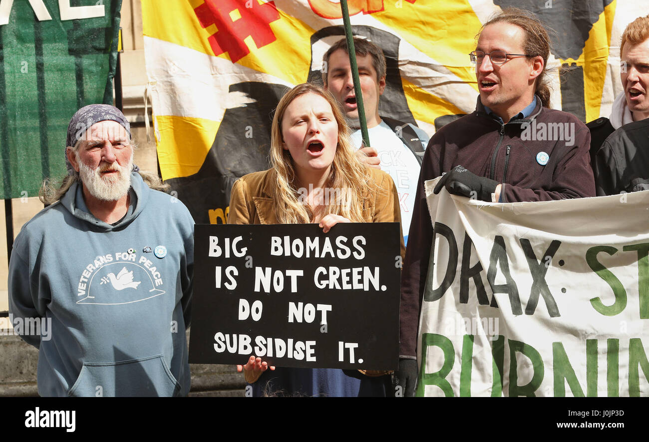 Anti-coal and biomass campaigners protest outside Drax Plc's annual ...