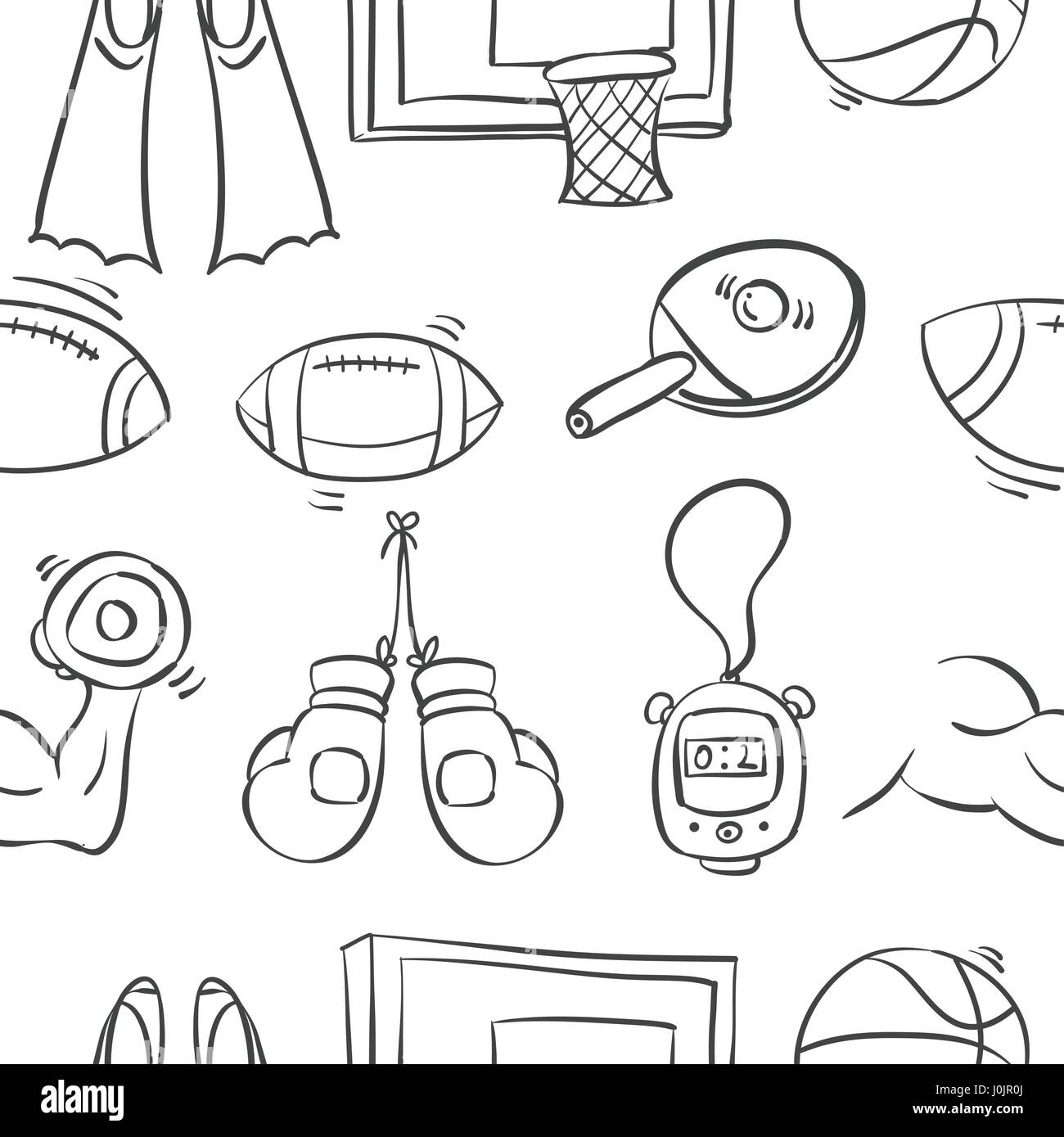 Collection of sport equipment sketch doodles vector art Stock Vector ...