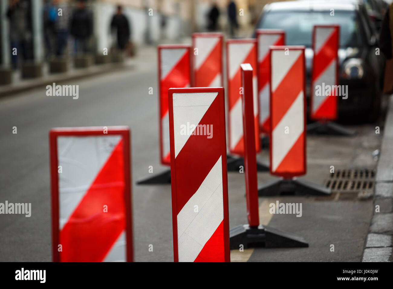 Road traffic works safety pole post obstacle detour sign barrier ...