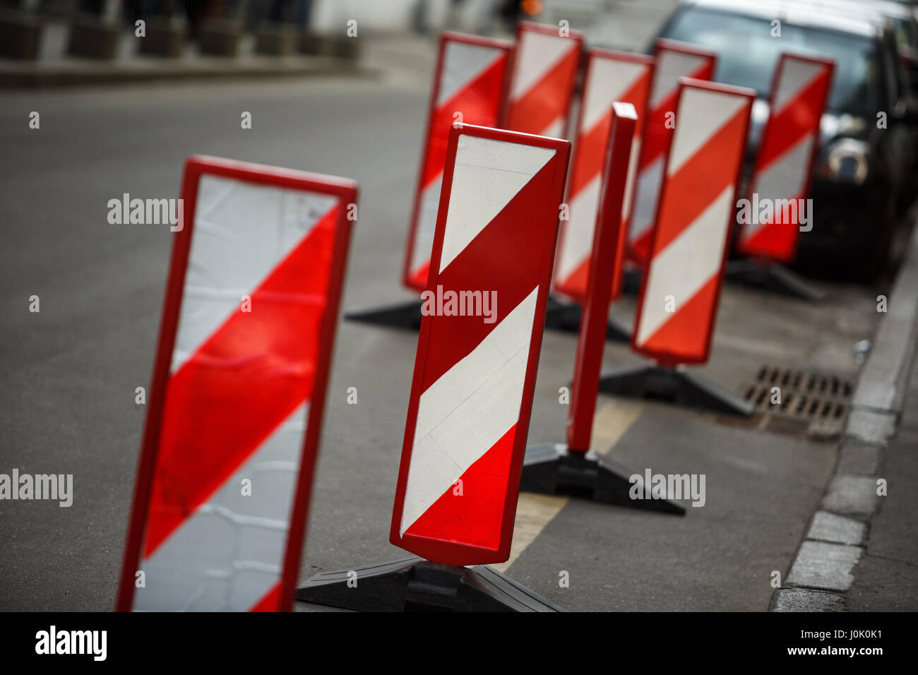 Road traffic works safety pole post obstacle detour sign barrier ...