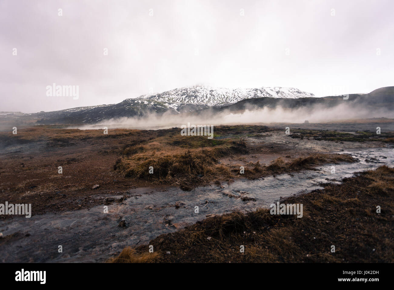 A plume of steam billows from a geothermal hot spring in the Golden ...