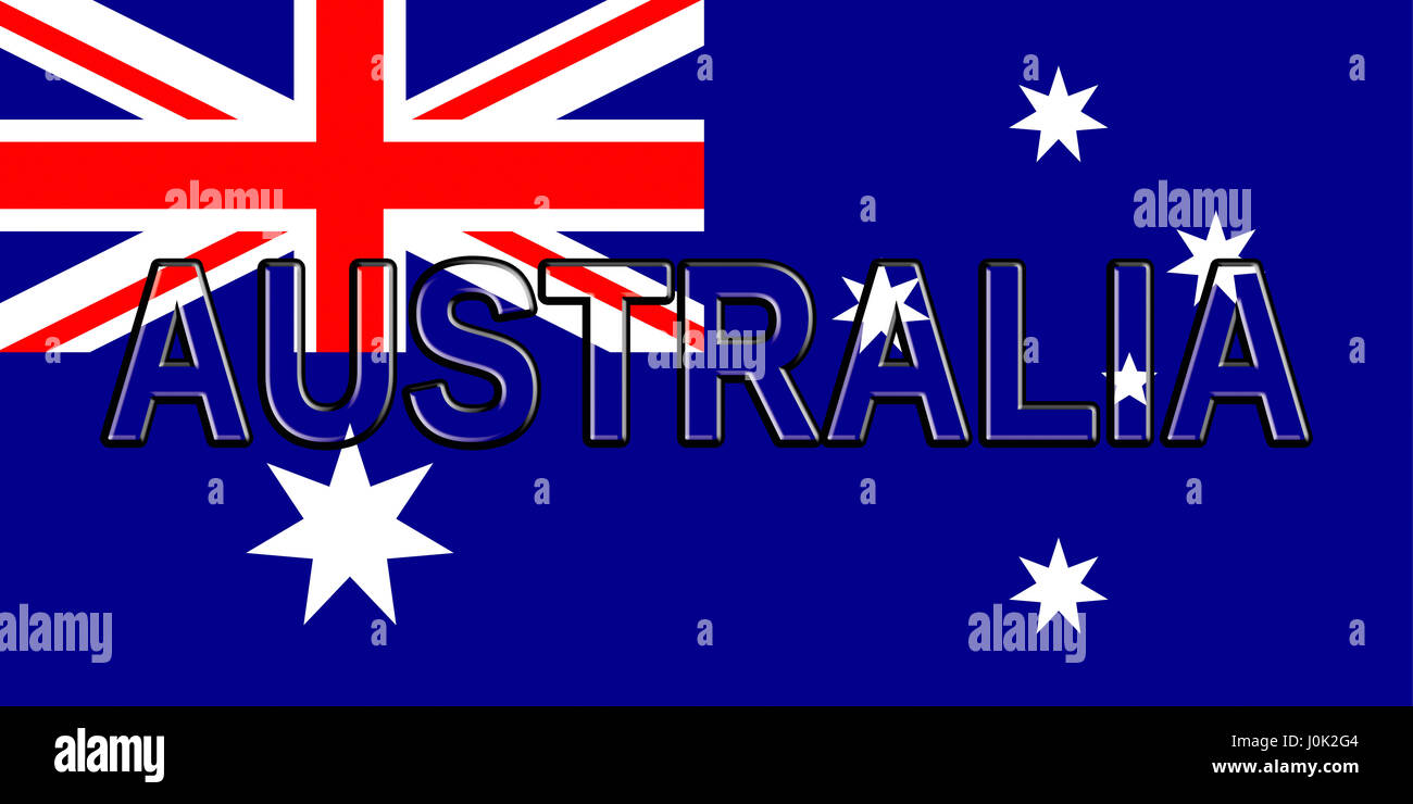 Illustration of the flag of Australia with the country written on the ...