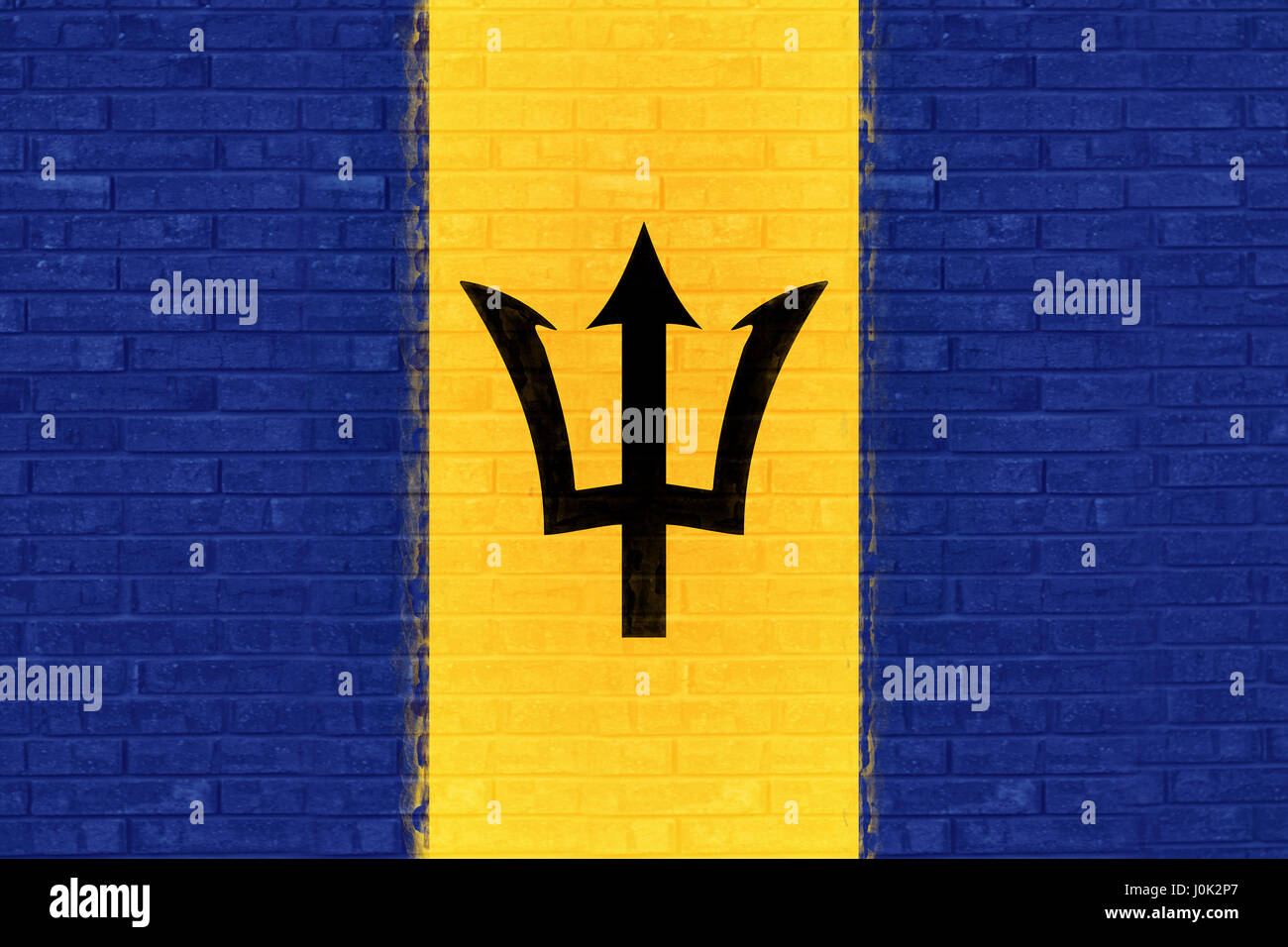 Illustration of the flag of Barbados looking like it has been painted ...