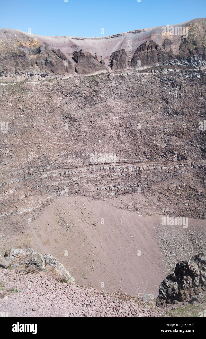 Crater of Mount Vesuvius - view from the top of the volcano Stock Photo ...