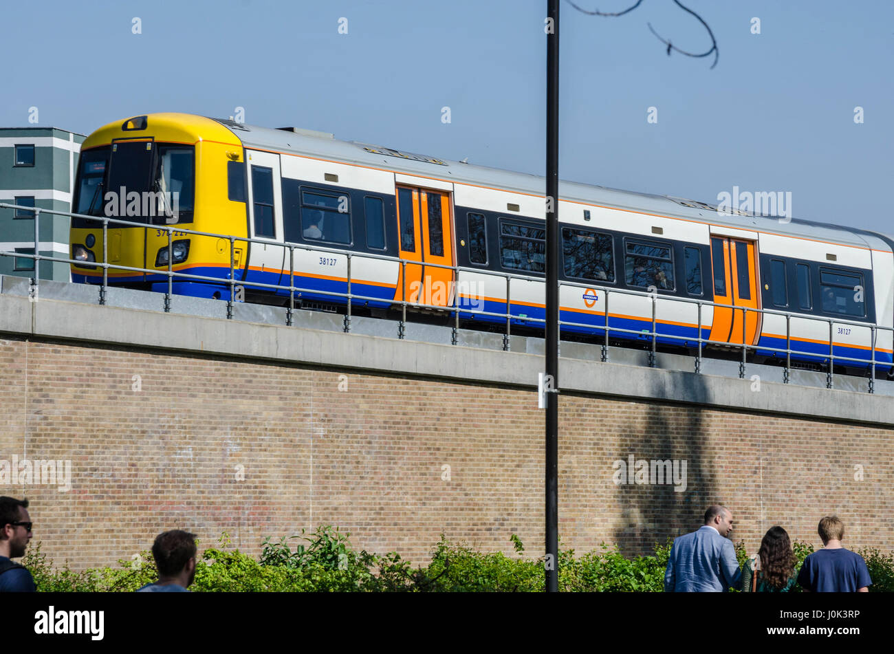 A train approaches Shoreditch High Street Station, seen from Allen ...