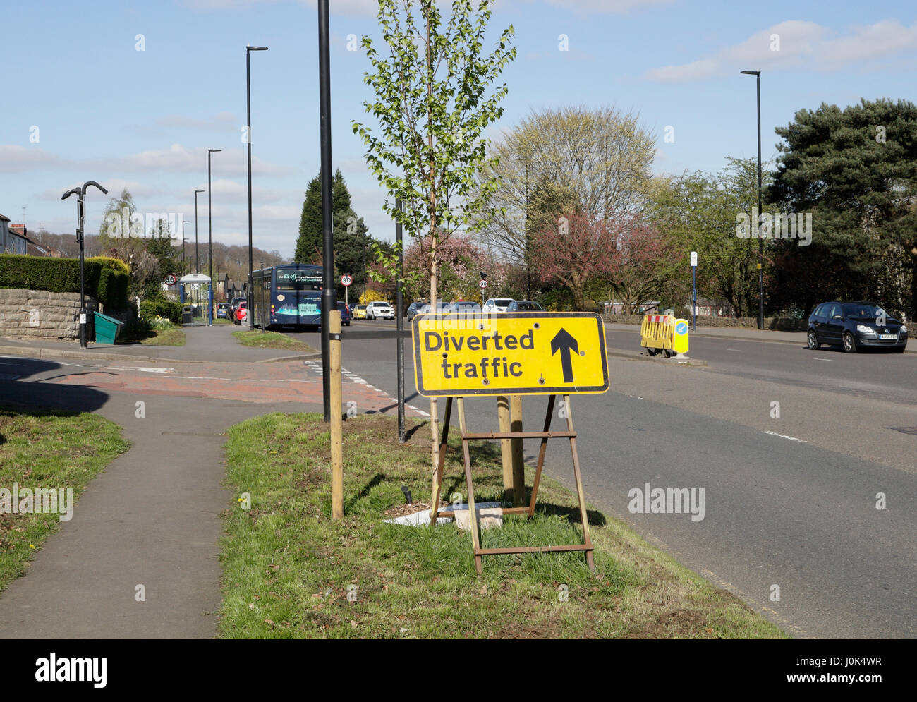 Diverted traffic sign hi-res stock photography and images - Alamy