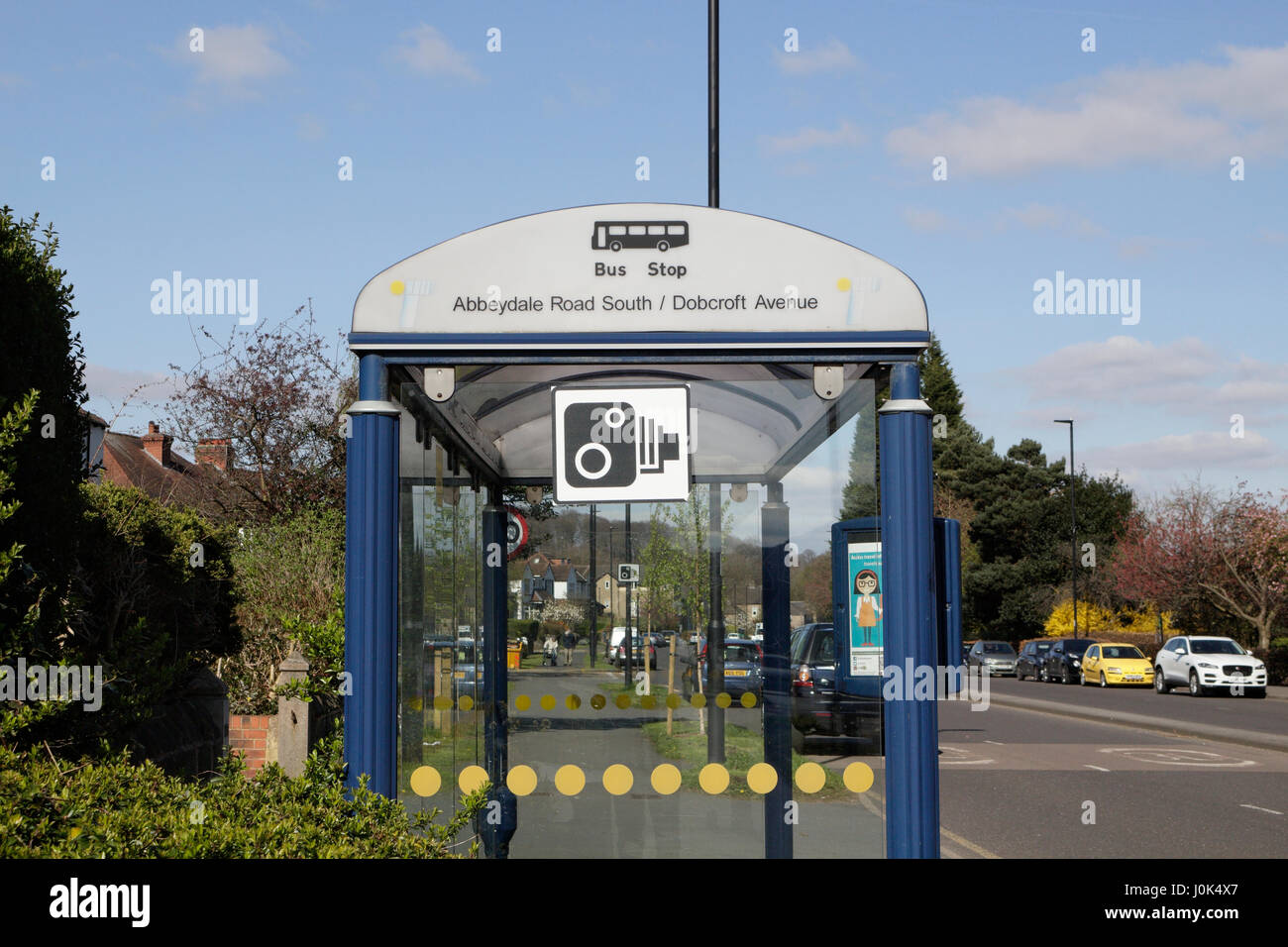 Speed camera warning sign on bus shelter Stock Photo - Alamy