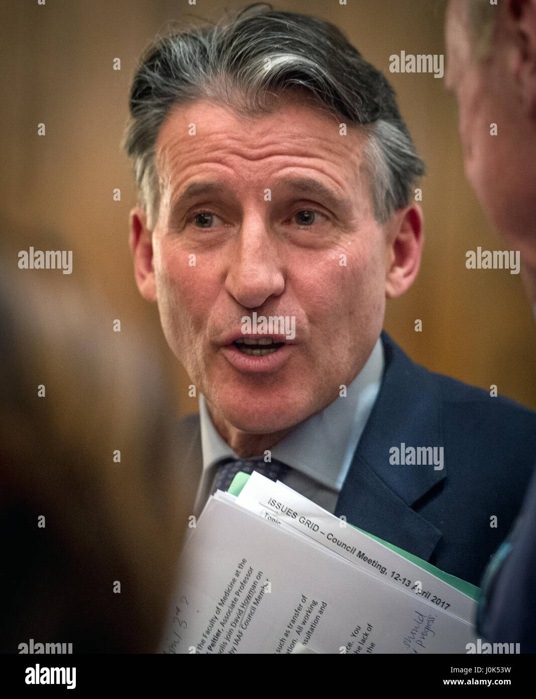 IAAF President Lord Sebastian Coe during the press conference at the ...