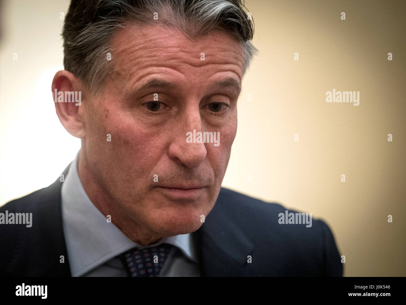 IAAF President Lord Sebastian Coe during the press conference at the ...