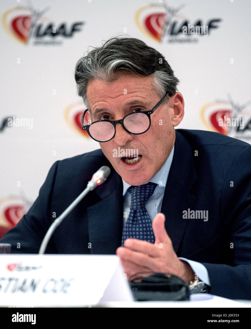 IAAF President Lord Sebastian Coe during the press conference at the ...