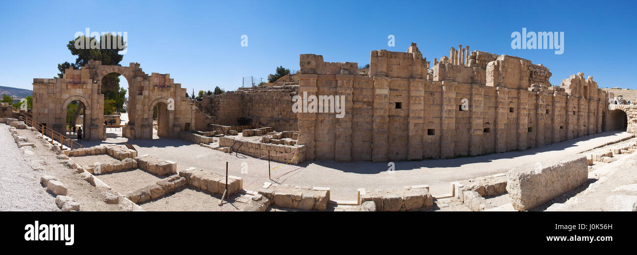 The City Walls and South Gate of the archaeological city of Jerash, the ...