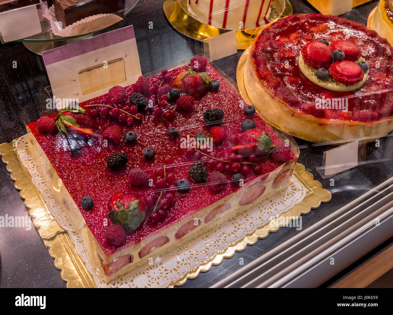A Fruit cakes in a shop window Stock Photo - Alamy
