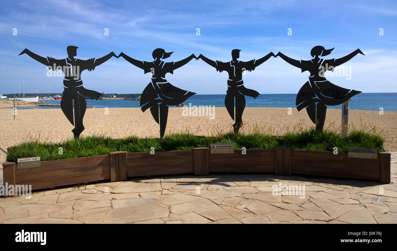 Sculpture showing the Sardana, typical national dance in Catalonia, in ...