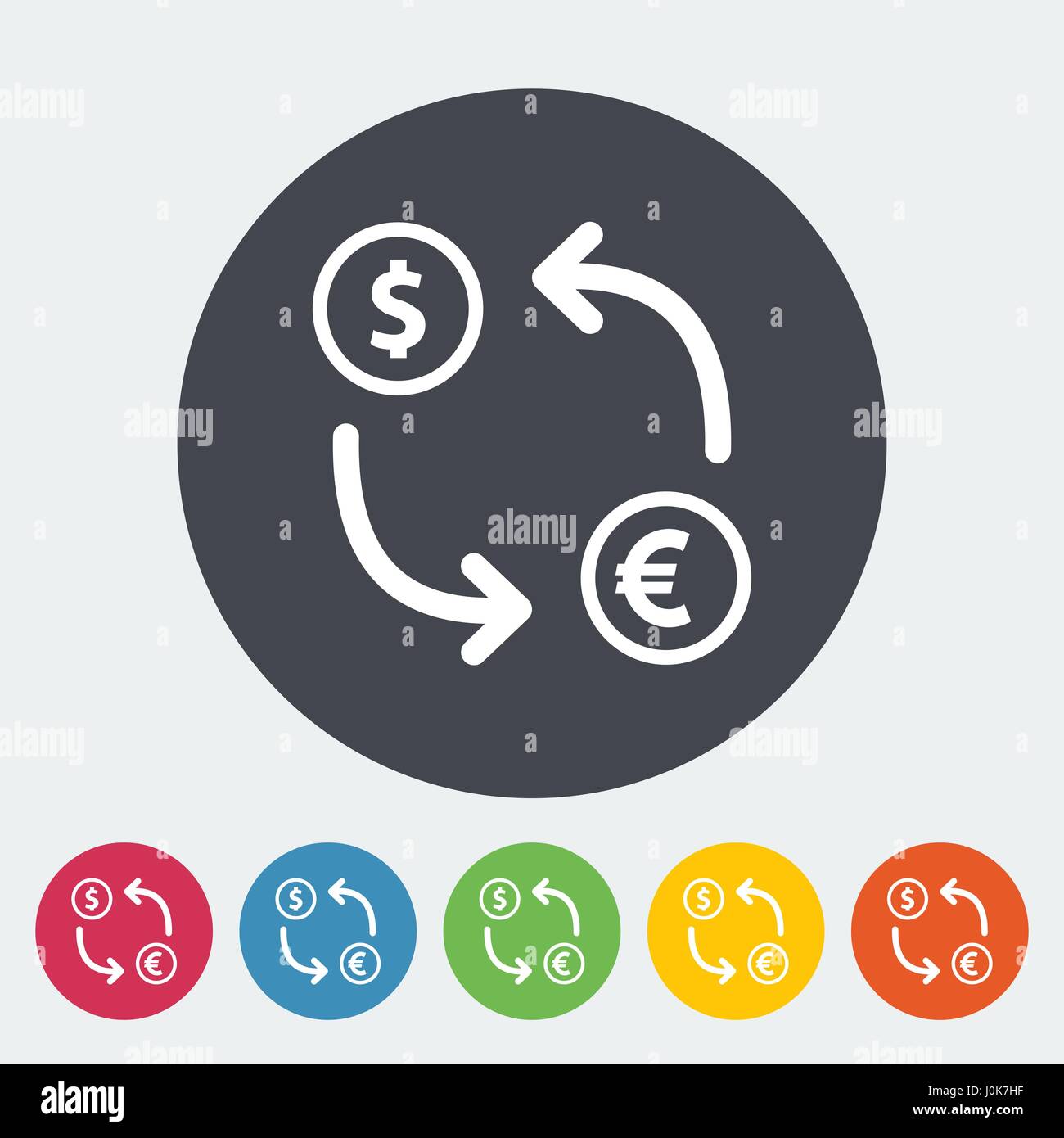 Currency exchange. Single flat icon on the circle. Vector illustration ...