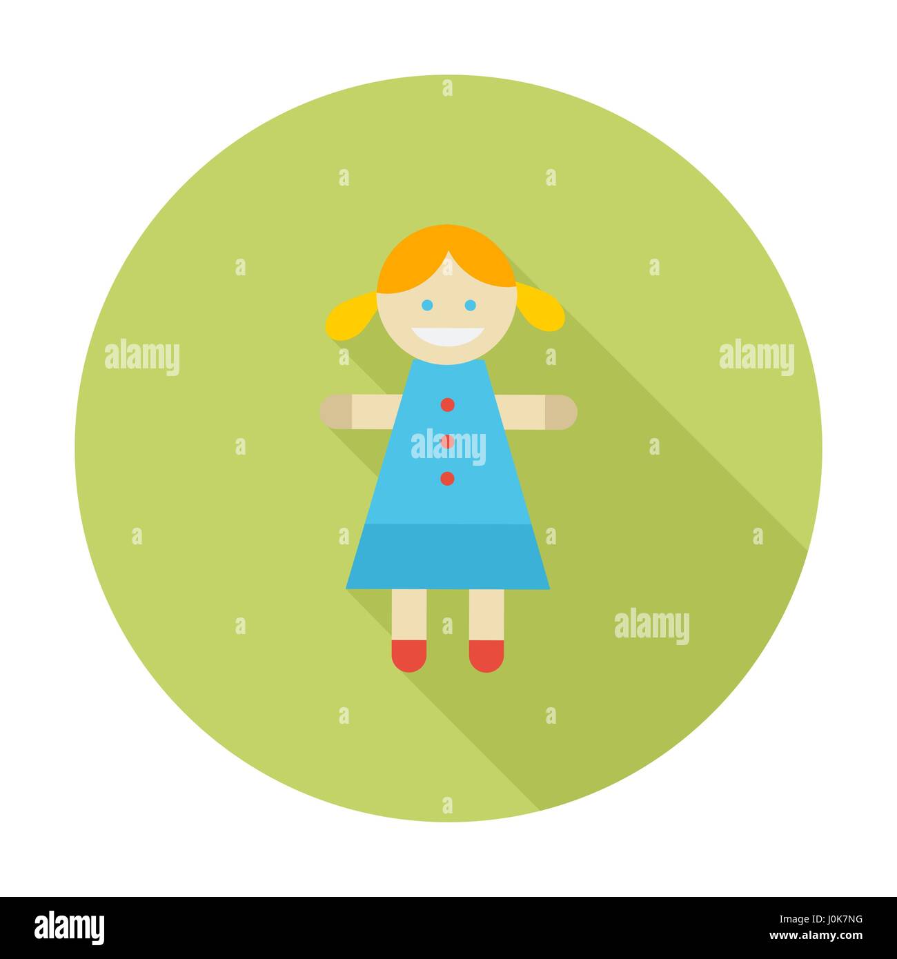 Doll toy icon. Flat vector related icon with long shadow for web and ...