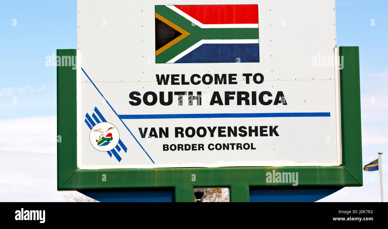 in south africa control border signal welcome concept and sky Stock ...