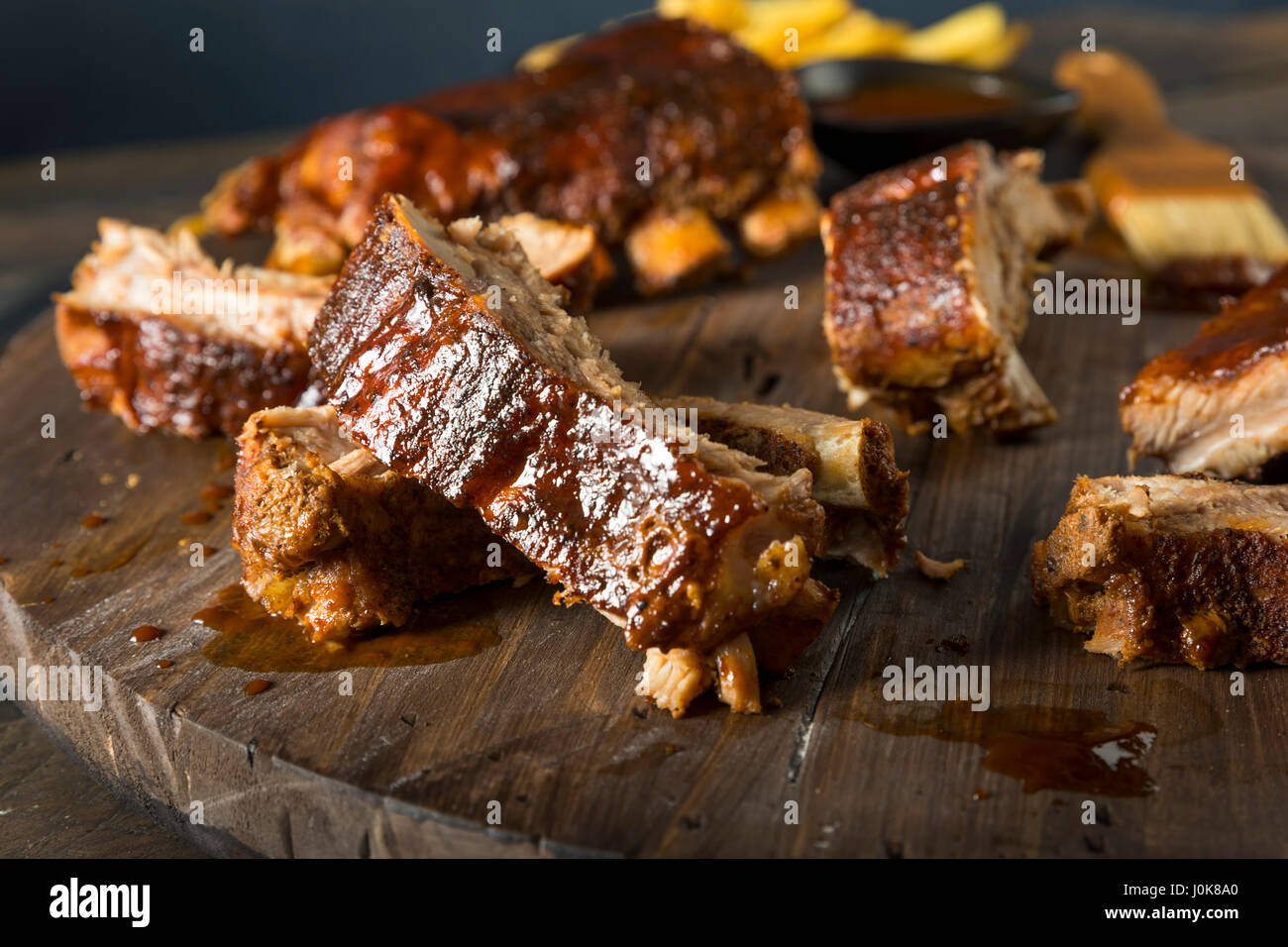 Homemade Saucy Baked Baby Back Ribs Ready to Eat Stock Photo - Alamy