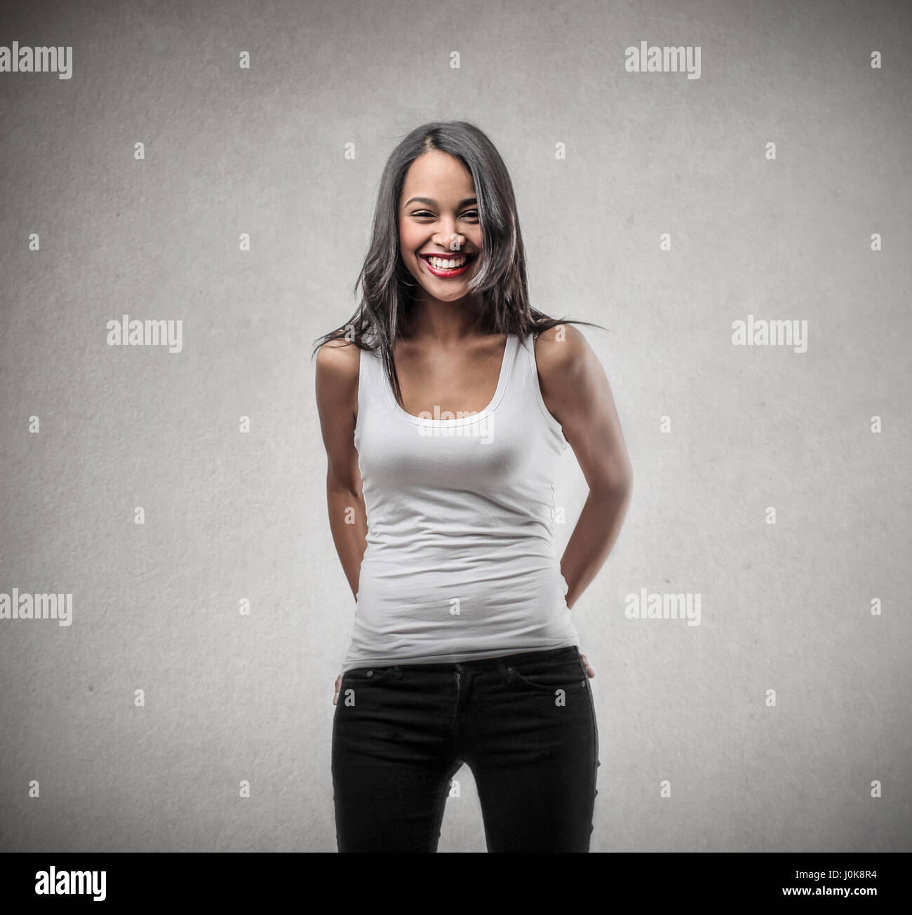 Black woman laughing inside Stock Photo - Alamy
