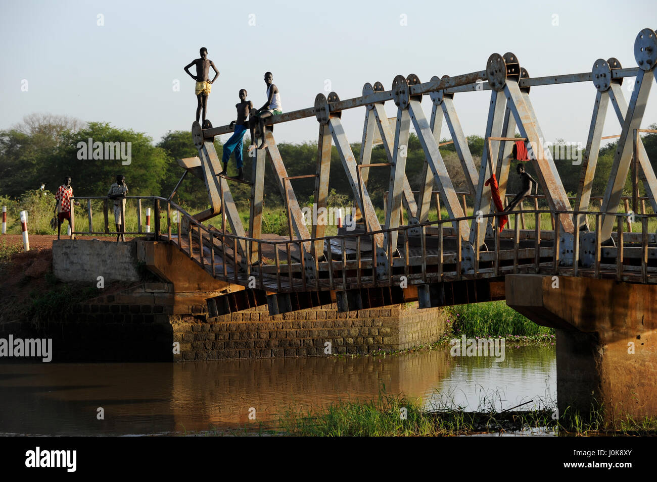 SOUTH SUDAN Lake States, road between Rumbek and Juba at Bamam bridge ...