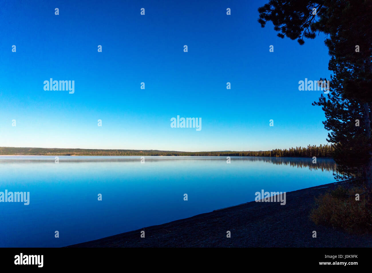 View of Lewis Lake in the southern part of Yellowstone National Park ...