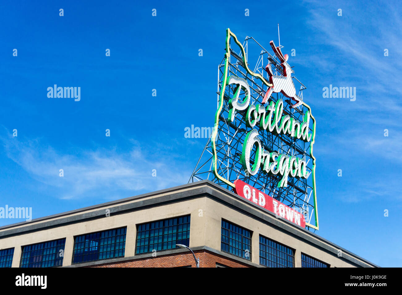 Iconic Portland, Oregon sign in downtown Portland, Oregon Stock Photo ...