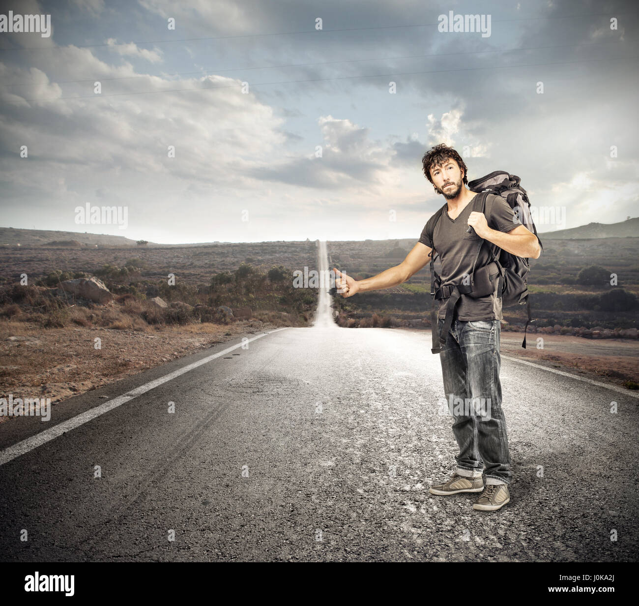Man hitchhiking car hi-res stock photography and images - Alamy