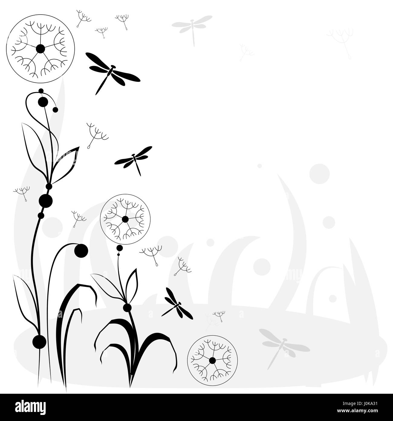 vector drawing with flowers and insects Stock Vector Image & Art - Alamy