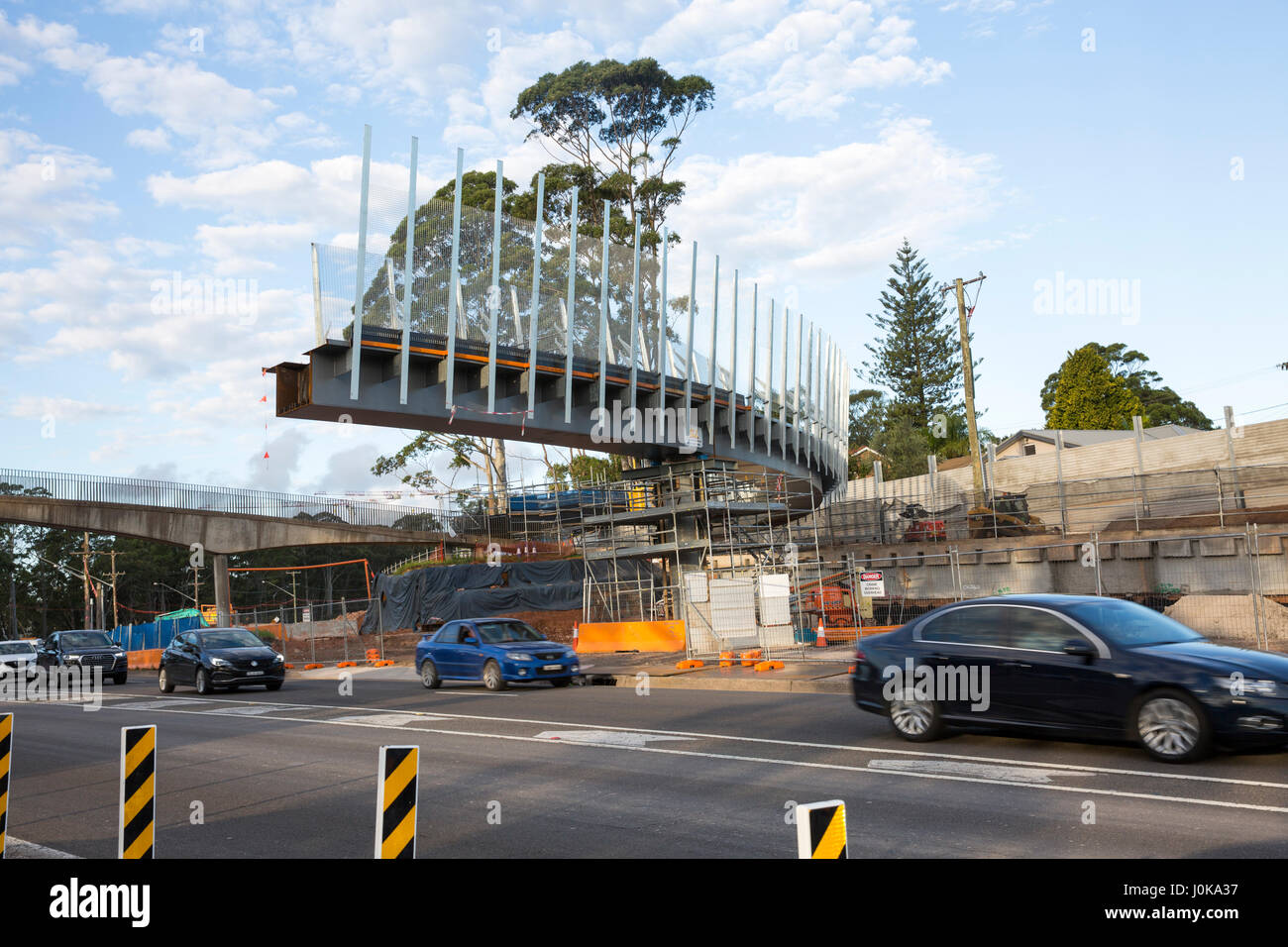Road footbridge partially complete spanning across Warringah road in ...