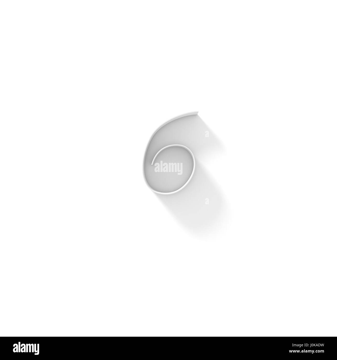 Long shadow handwritten font number SIX 6 3D render illustration ...